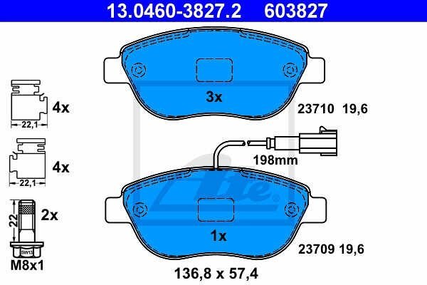 Prednje kočione obloge 13.0460-3827.2 - Citroen, Fiat, Lancia