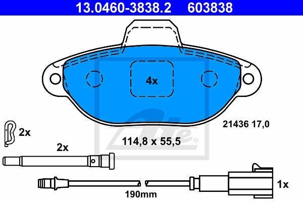 Prednje kočione obloge 13.0460-3838.2 - Fiat, Ford