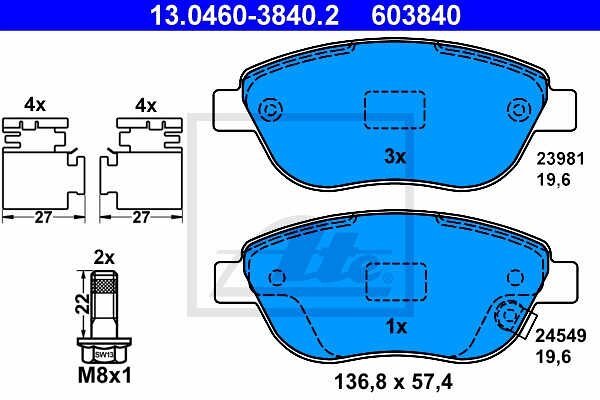 Prednje kočione obloge 13.0460-3840.2 - Opel Combo, Corsa