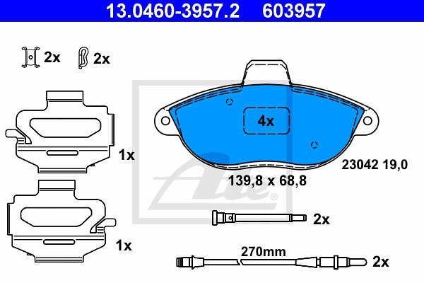 Prednje kočione obloge 13.0460-3957.2 - Citroen, Fiat, Peugeot