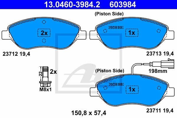 Prednje kočione obloge 13.0460-3984.2 - Alfa Romeo, Fiat, Lancia