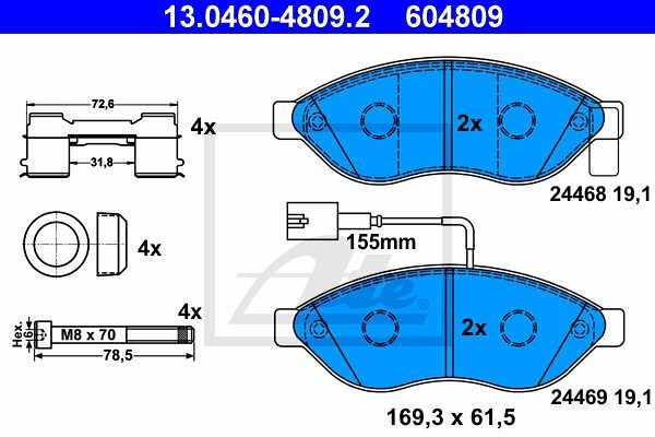 Prednje kočione obloge 13.0460-4809.2 - Citroen, Fiat, Peugeot