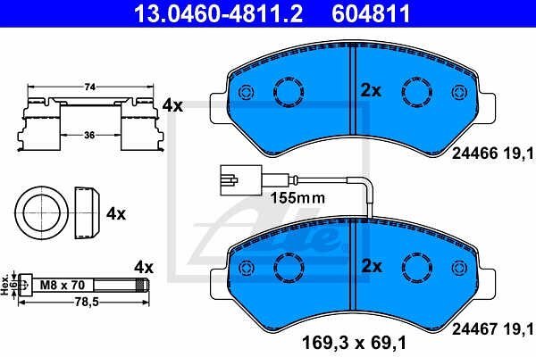 Prednje kočione obloge 13.0460-4811.2 - Citroen, Fiat, Peugeot