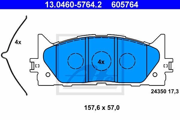 Prednje kočione obloge 13.0460-5764.2 - Toyota Camry 06-11