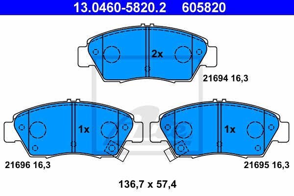 Prednje kočione obloge 13.0460-5820.2 - Honda Civic 92-05