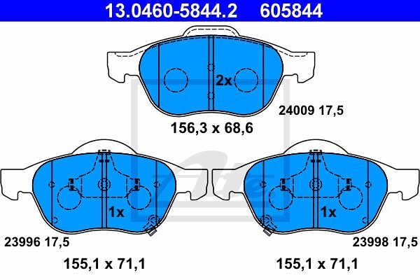 Prednje kočione obloge 13.0460-5844.2 - Toyota Avensis 97-08