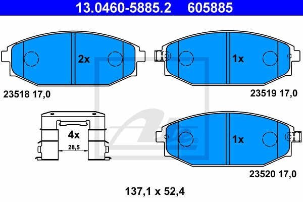 Prednje kočione obloge 13.0460-5885.2 - Hyundai Sonata 98-05