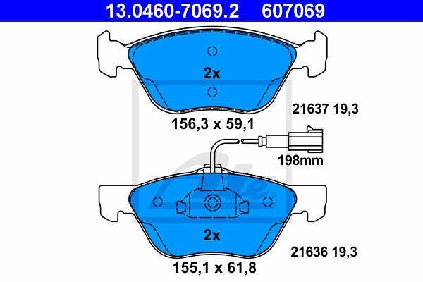 Prednje kočione obloge 13.0460-7069.2 - Alfa Romeo, Fiat, Lancia