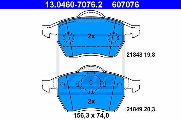 Prednje kočione obloge 13.0460-7076.2 - Fiat, Ford, Seat, Volkswagen