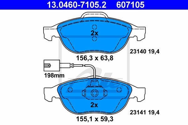 Prednje kočione obloge 13.0460-7105.2 - Alfa Romeo, Fiat, Lancia