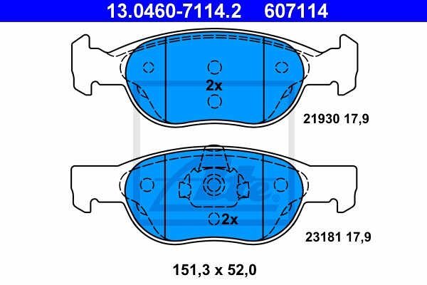 Prednje kočione obloge 13.0460-7114.2 - Fiat, Lancia