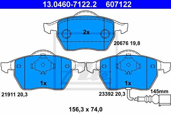 Prednje kočione obloge 13.0460-7122.2 - Audi, Seat, Škoda, Volkswagen