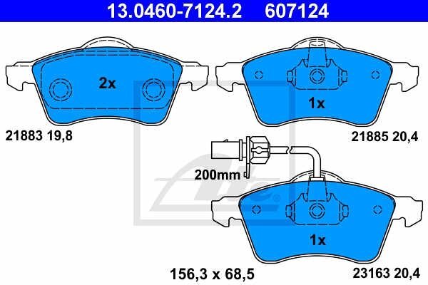 Prednje kočione obloge 13.0460-7124.2 - Volkswagen Transporter 90-03