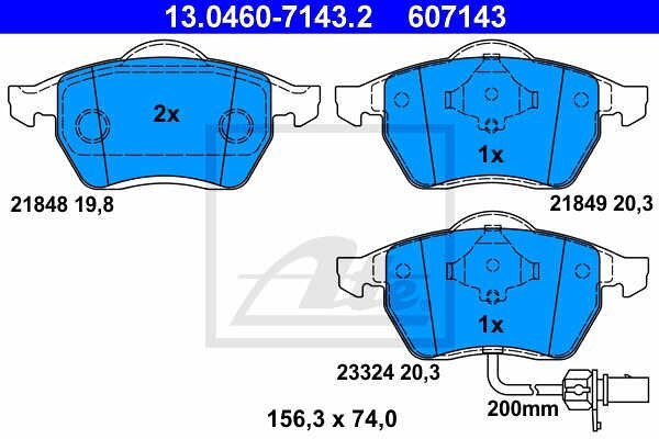 Prednje kočione obloge 13.0460-7143.2 - Ford, Seat, Volkswagen