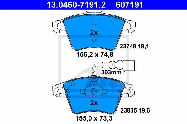 Prednje kočione obloge 13.0460-7191.2 - Volkswagen Touareg 02-10