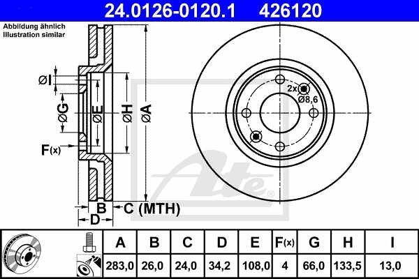 Prednji kočioni diskovi 24.0126-0120.1 - Peugeot, Citroen