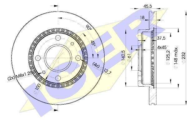 Prednji kočioni diskovi 61893 - Nissan