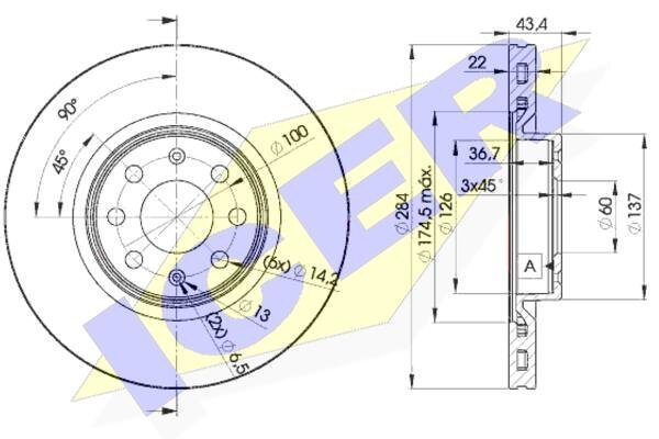 Prednji kočioni diskovi IEBD0922 - Opel Adam 13-