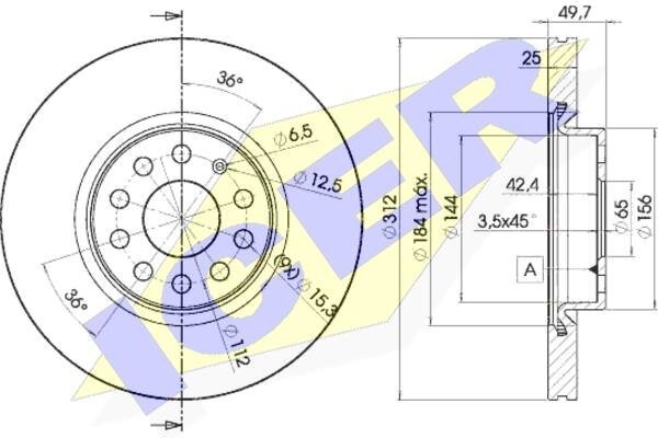 Prednji kočioni diskovi IEBD5618 - Audi A3 03-