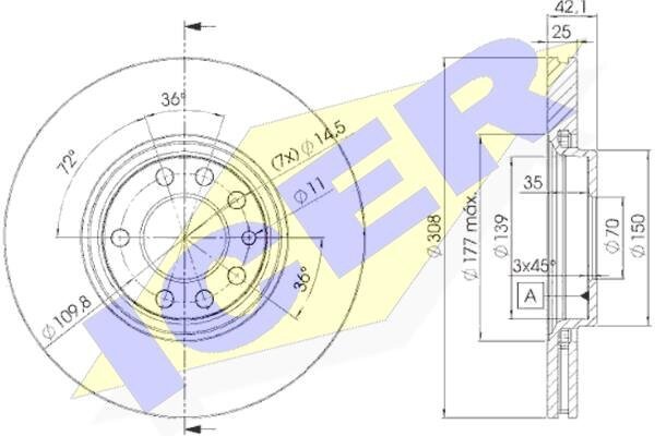 Prednji kočioni diskovi IEBD9061 - Opel Adam 13-