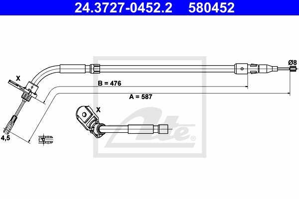 Sajla ručne kočnice 24.3727-0452.2 - Mercedes-Benz Razred A 04-12, levo