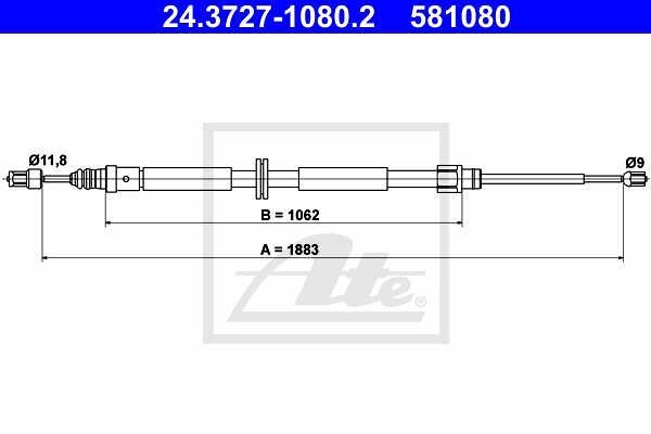 Sajla ručne kočnice 24.3727-1080.2 - Renault Megane 08-