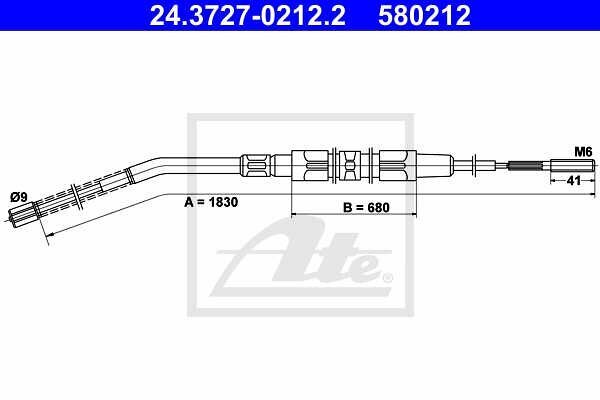 Sajla ručne kočnice BMW Serije 3 (E30) 82-92, pozadi, 1830mm