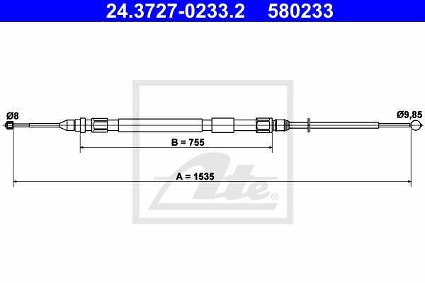 Sajla ručne kočnice BMW Serije 3 (E90) 05-12, pozadi, 1535 mm