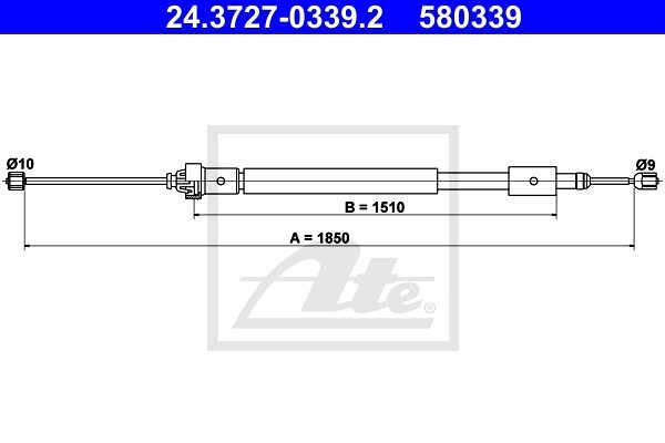 Sajla ručne kočnice Citroen Berlingo 96-12, pozadi, desno, 1850mm