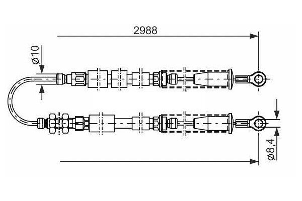 Sajla ručne kočnice Fiat Cinquecento 91-99, pozadi, 2988mm
