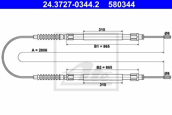 Sajla ručne kočnice Fiat Ducato 02-06, pozadi, 2827 mm