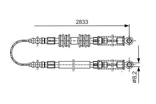 Sajla ručne kočnice Fiat Duna 87-91, pozadi, 2833 mm