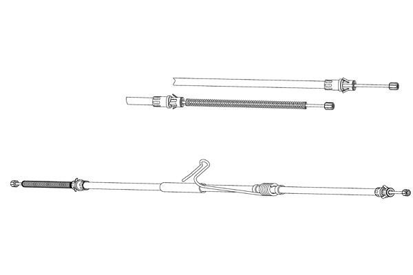 Sajla ručne kočnice Ford Transit 00-06, pozadi, desno, 1386/1093 mm