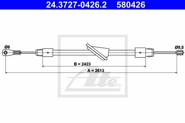 Sajla ručne kočnice Mercedes-Benz E-Klasa 95-02, spreda, 2613 mm