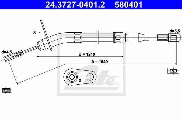 Sajla ručne kočnice Mercedes-Benz W123 76-86, zadnji, 1640 mm