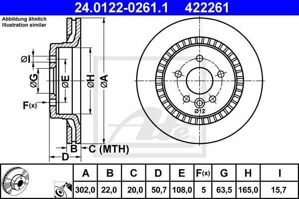 Zadnje disk kočnice24.0122-0261.1 - Volvo XC60 08-13
