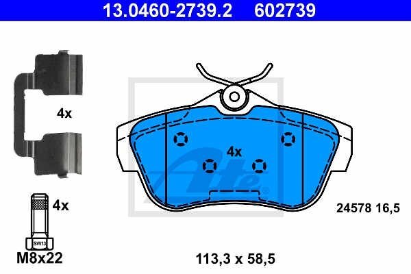 Zadnje kočione obloge 13.0460-2739.2 - Citroen, Fiat, Peugeot