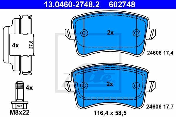 Zadnje kočione obloge 13.0460-2748.2 - Audi A4, A5, Q5