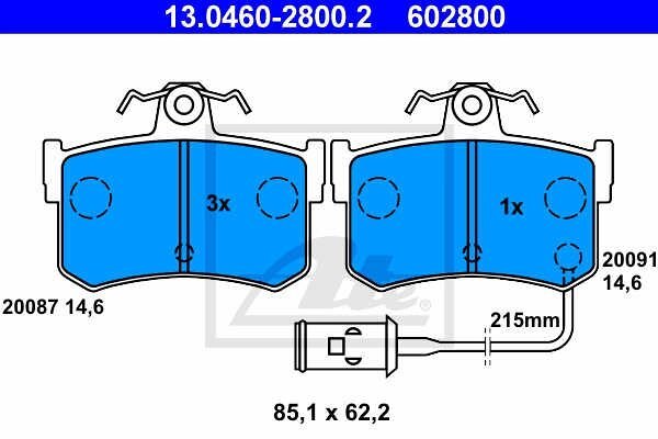 Zadnje kočione obloge 13.0460-2800.2 - Honda Legend 87-91