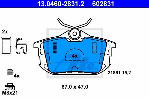Zadnje kočione obloge 13.0460-2831.2 - Mitsubishi, Volvo, Smart
