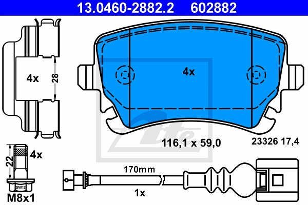 Zadnje kočione obloge 13.0460-2882.2 - Volkswagen Transporter 03-09