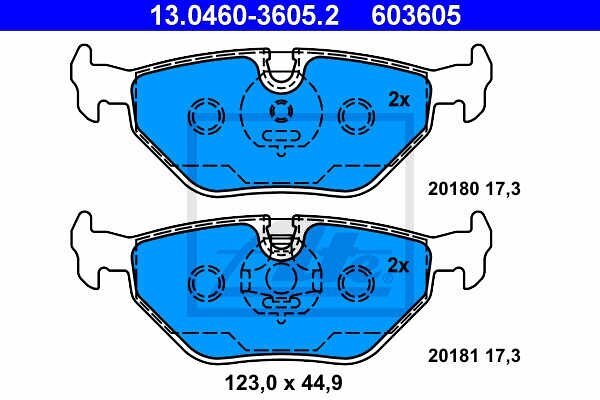 Zadnje kočione obloge 13.0460-3605.2 - BMW Serija 3