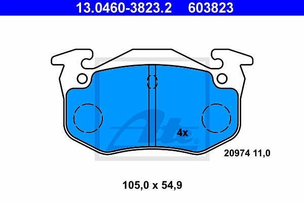 Zadnje kočione obloge 13.0460-3823.2 - Citroen, Peugeot, Renault