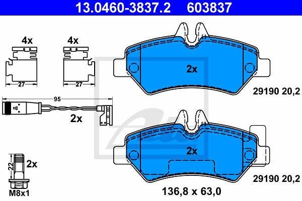 Zadnje kočione obloge 13.0460-3837.2 - Mercedes-Benz Sprinter