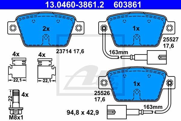 Zadnje kočione obloge 13.0460-3861.2 - Alfa Romeo, Fiat, Lancia