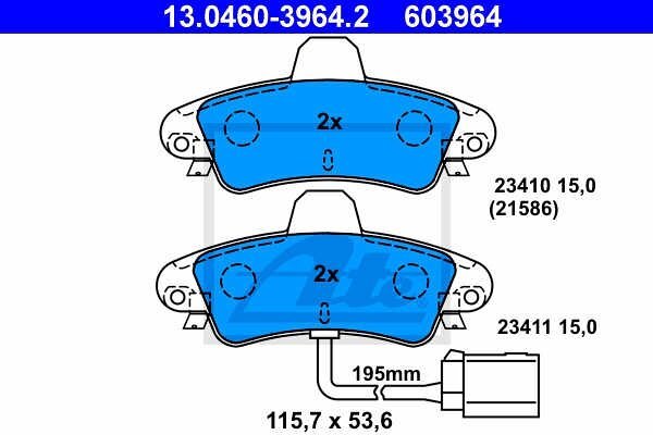 Zadnje kočione obloge 13.0460-3964.2 - Ford Mondeo -00