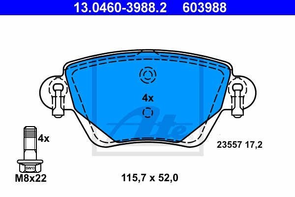 Zadnje kočione obloge 13.0460-3988.2 - Ford, Renault