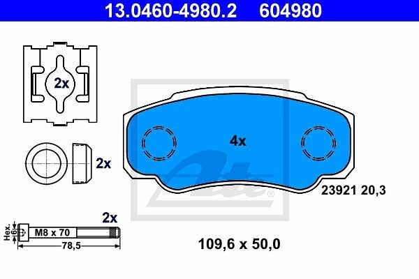 Zadnje kočione obloge 13.0460-4980.2 - Citroen, Fiat, Peugeot