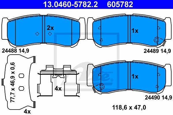 Zadnje kočione obloge 13.0460-5782.2 - Hyundai Santa Fe 01-09