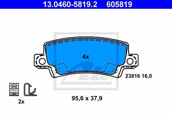 Zadnje kočione obloge 13.0460-5819.2 - Toyota Corolla 00-08